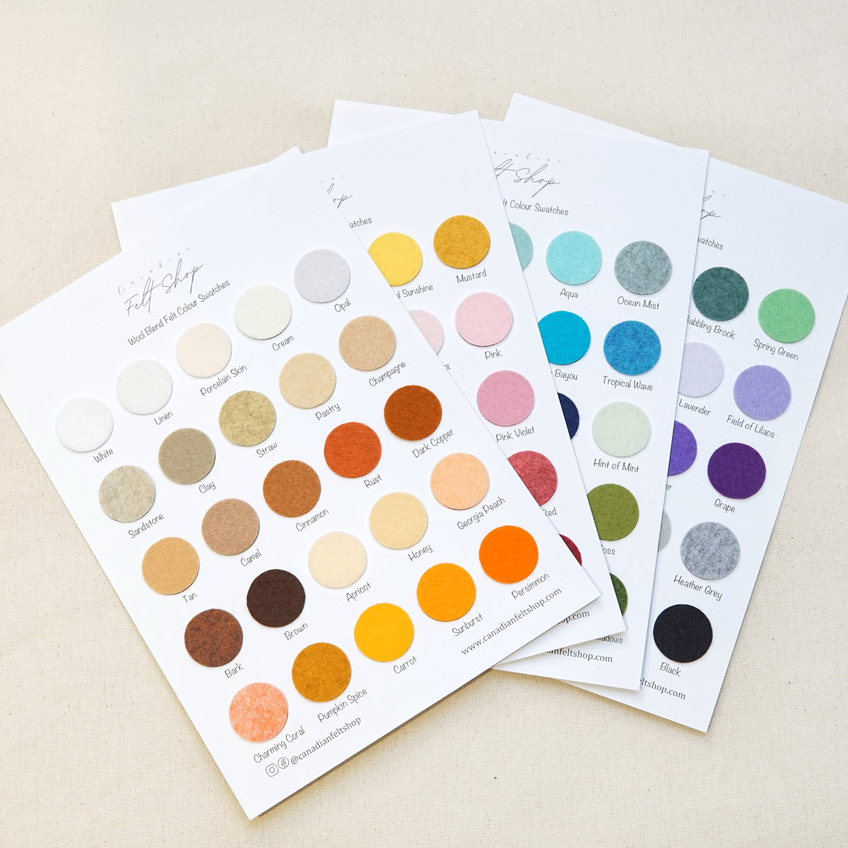Swatch Cards - Wool Blend Felt – Canadian Felt Shop